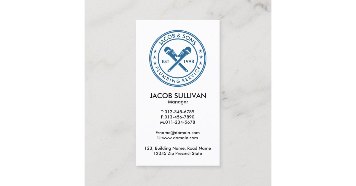 Plumber Plumbing Pipe Wrench Business Card | Zazzle