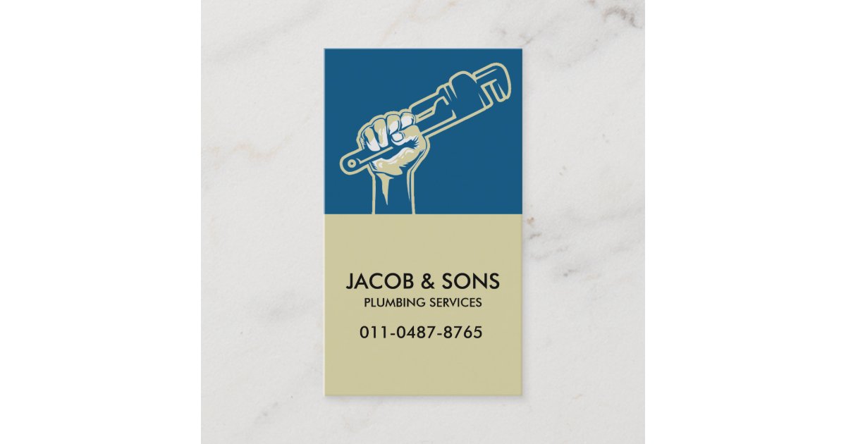 Plumber Plumbing Pipe Wrench Business Card | Zazzle