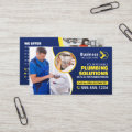 Plumber Plumbing Technician Contractor Blue Gold Business Card | Zazzle