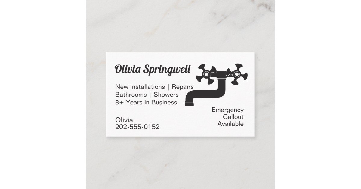 Plumber Plumbing Water Tap Business Card | Zazzle