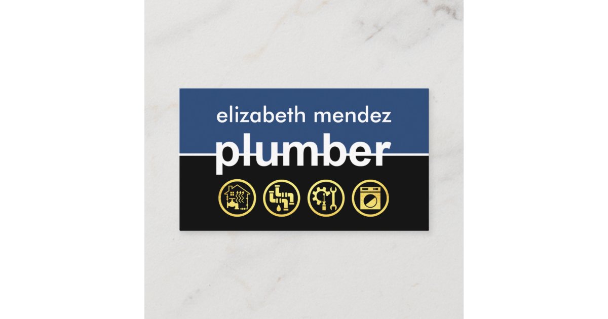 Plumber Signage Gold Plumbing Icons Business Card | Zazzle