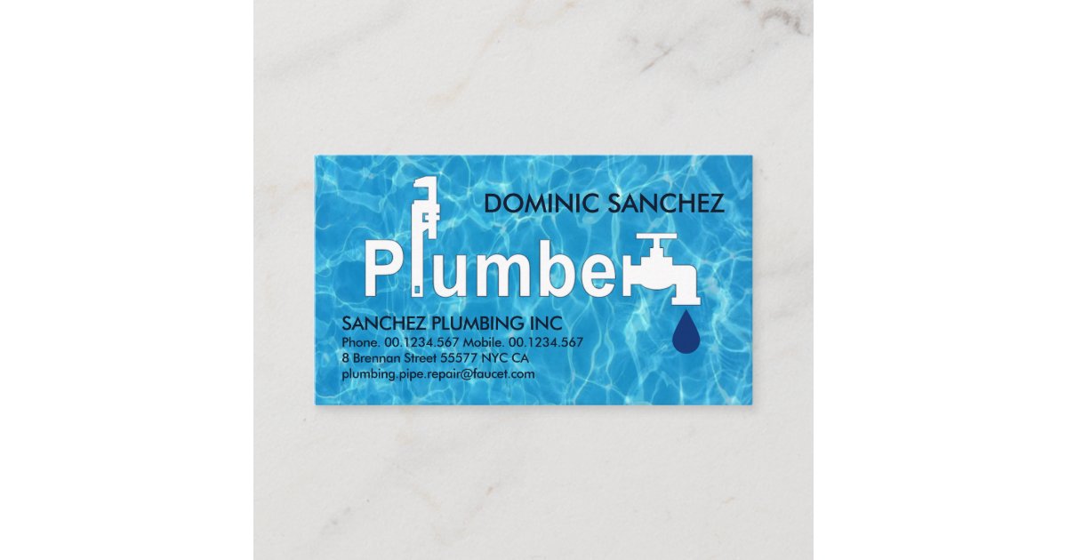 Plumber Signage On Water Reflection Business Card | Zazzle