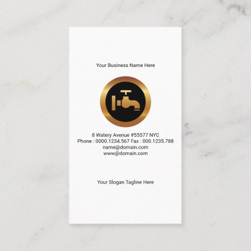 Plumber's Striking Gold Icon Retro Blue Wood Grain Business Card | Zazzle