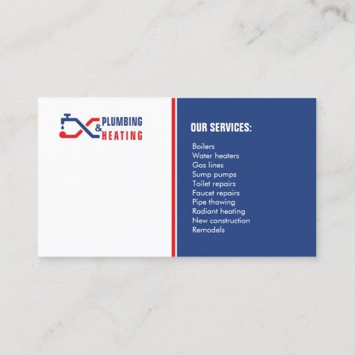 Plumbing and heating. Business card for handyman | Zazzle