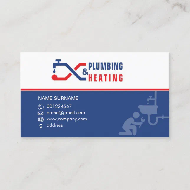 Plumbing and heating. Business card for handyman | Zazzle