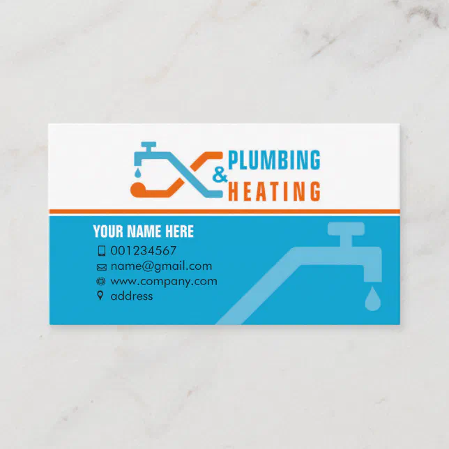 Plumbing and heating. Business card for handyman | Zazzle
