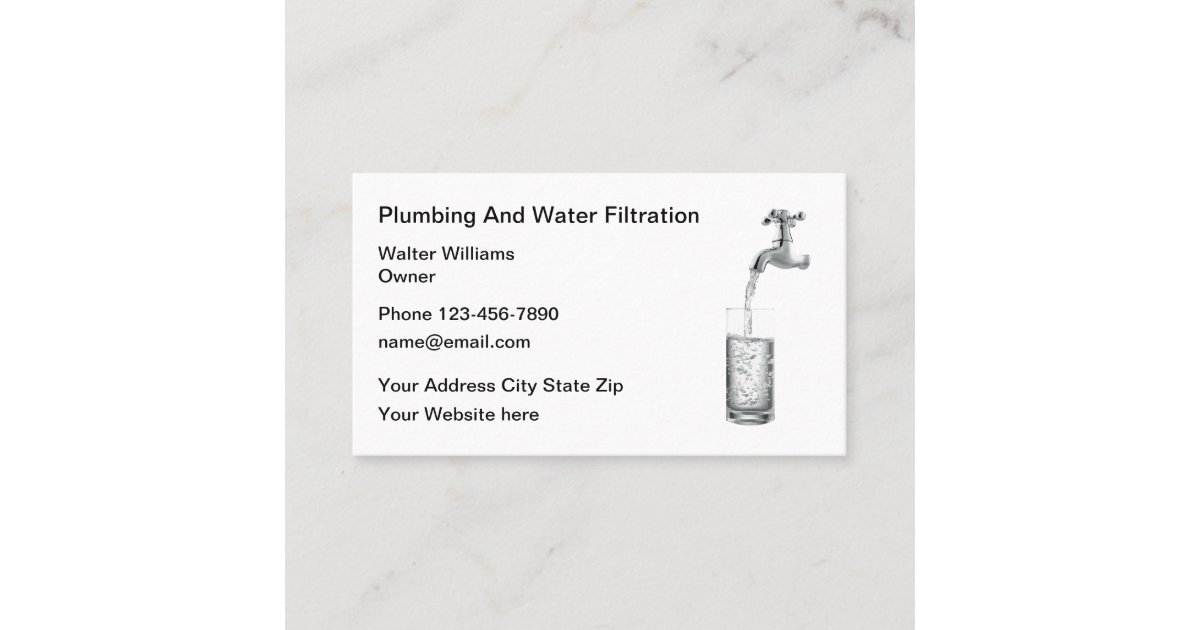 Plumbing And Water Filter Services Business Card | Zazzle