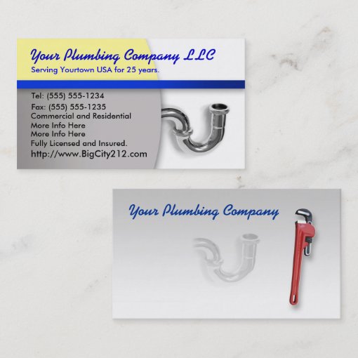 Plumbing Co EDITABLE Business Card | Zazzle