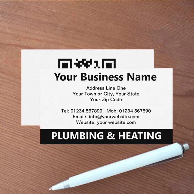 Plumbing & Heating QR Code Business Card | Zazzle