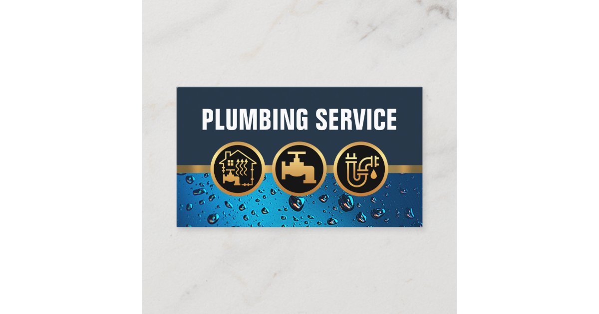 Plumbing Icons Water Drop Business Card | Zazzle