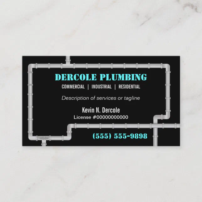 Plumbing Pipes Business Card | Zazzle