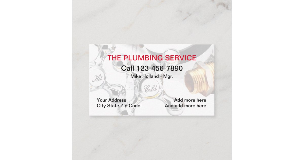 Plumbing Service Design Business Card | Zazzle