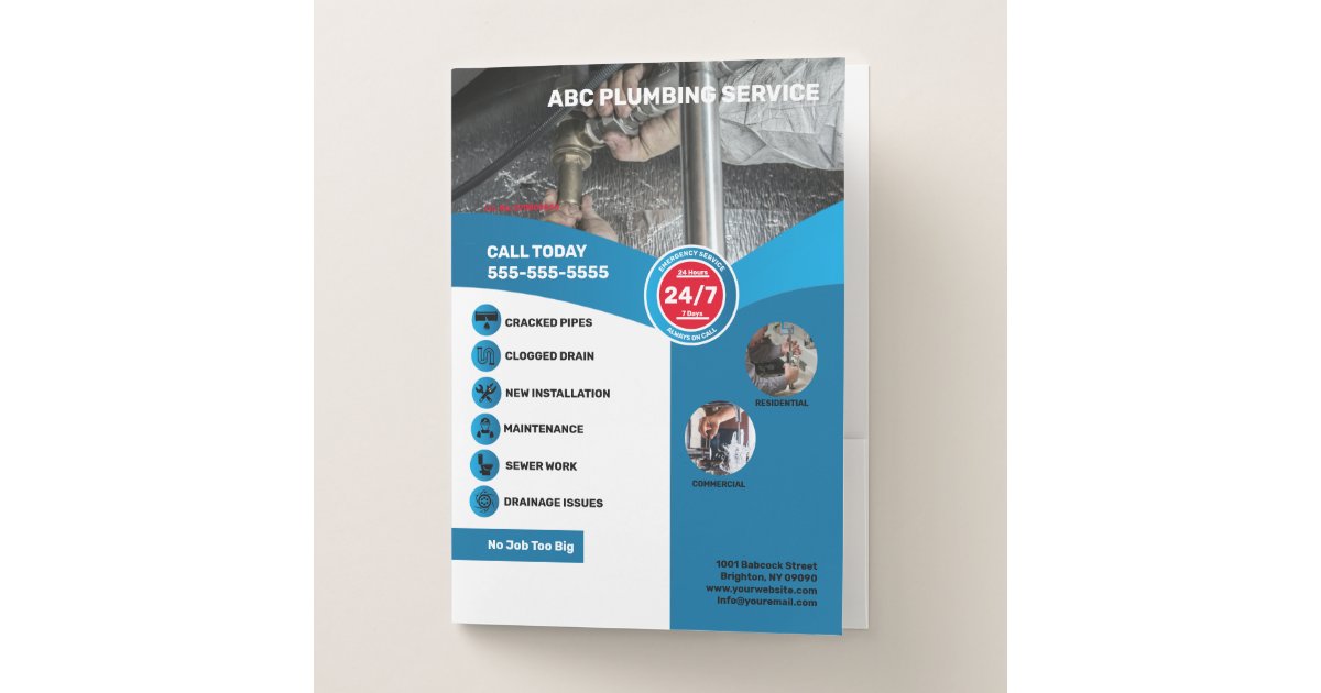Plumbing Service Pocket Folder | Zazzle