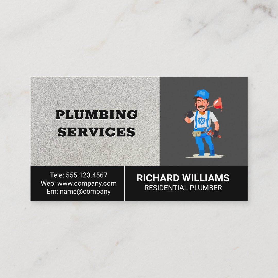 Plumbing Services | Plumber Man Business Card | Zazzle
