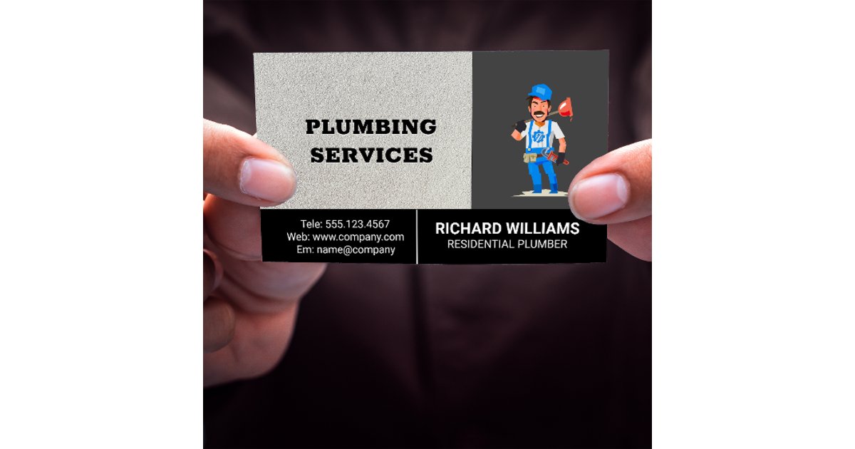 Plumbing Services | Plumber Man Business Card | Zazzle