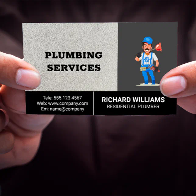 Plumbing Services | Plumber Man Business Card | Zazzle