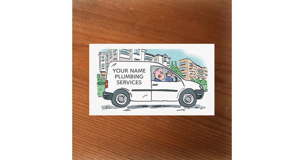 Plumbing Services with Name on Company Van Business Card | Zazzle