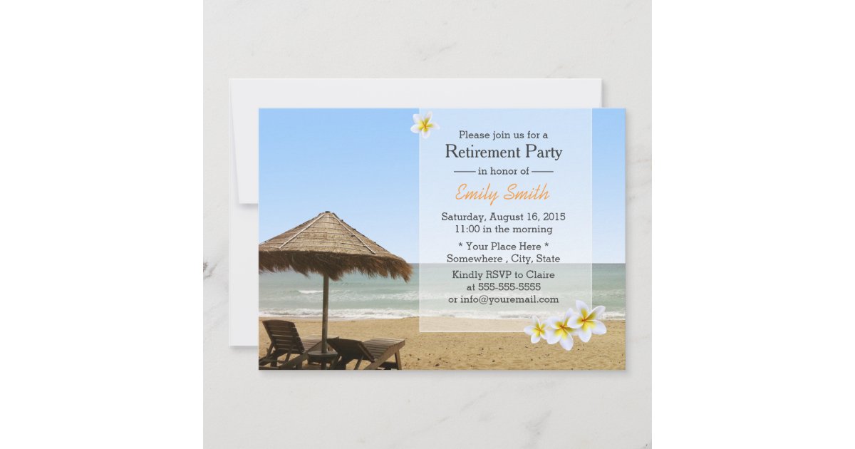 Plumeria Beach Vocation Retirement Party Invitation | Zazzle