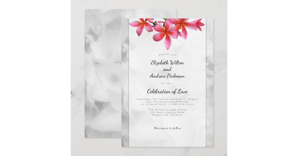Plumeria Wedding Celebration of Love Invitation | Zazzle