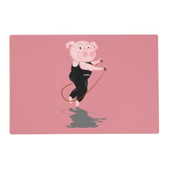 Plump Pig Jumping Rope Placemat | Zazzle.com
