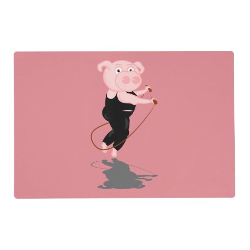 Plump Pig Jumping Rope Placemat | Zazzle