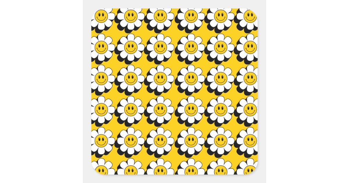 Plural Smiley Face Flower Sticker | Zazzle