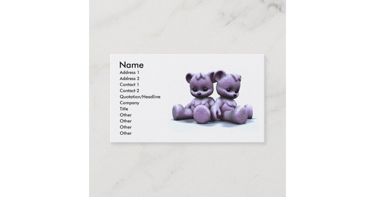 Plushie Pink Bears Business Card | Zazzle