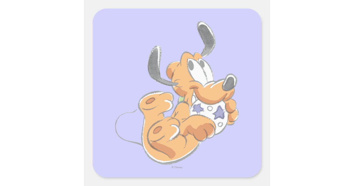 Pluto | Baby Pup Square Sticker | Zazzle