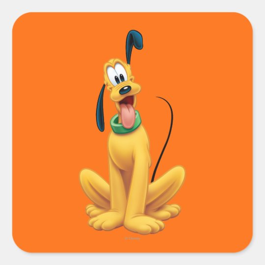 Pluto | Cartoon Front Square Sticker | Zazzle.com