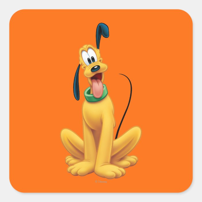 Pluto | Cartoon Front Square Sticker | Zazzle.com