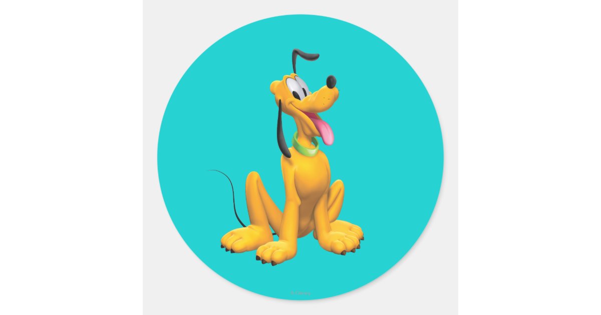 Pluto | Cartoon Side Classic Round Sticker | Zazzle