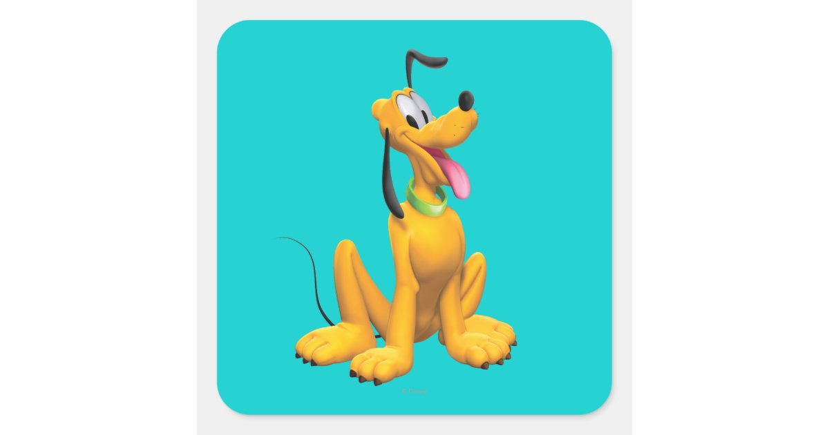Pluto | Cartoon Side Square Sticker | Zazzle