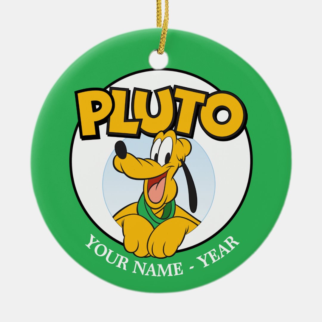 Pluto | Cartoon With Name Add Your Name Ceramic Ornament | Zazzle