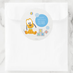 Pluto | First Birthday Classic Round Sticker | Zazzle