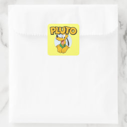 Pluto | Pup with Name Square Sticker | Zazzle