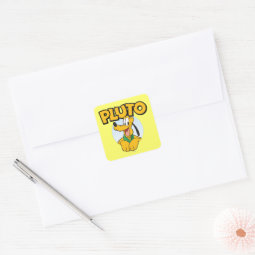 Pluto | Pup with Name Square Sticker | Zazzle