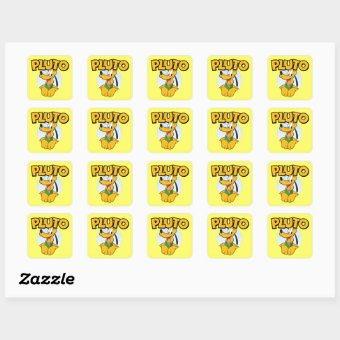 Pluto | Pup with Name Square Sticker | Zazzle