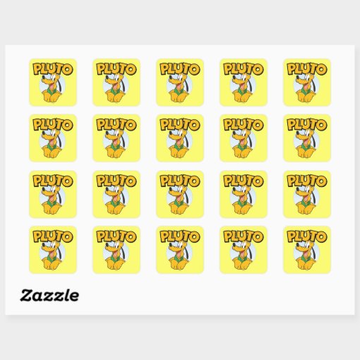 Pluto | Pup with Name Square Sticker | Zazzle