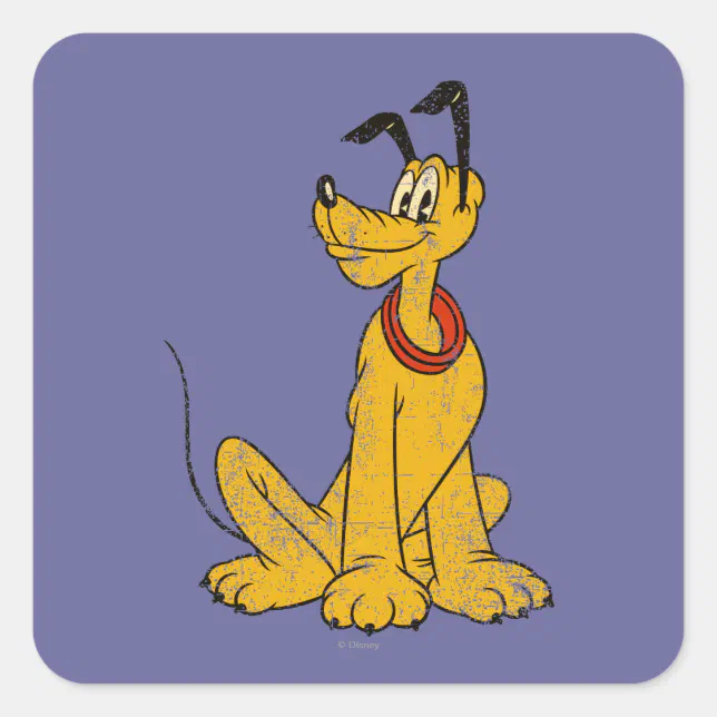 Pluto | Vintage & Distressed Square Sticker | Zazzle