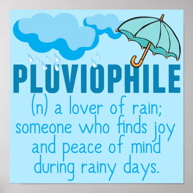 Pluviophile Rain Lover Pretty Blue Umbrella Poster | Zazzle