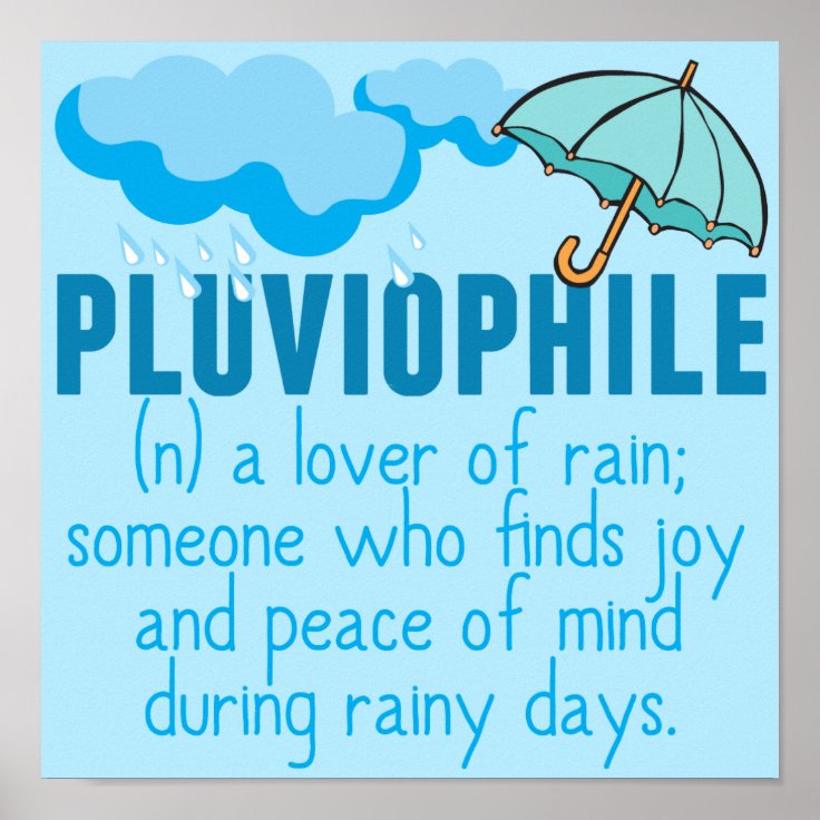 Pluviophile Rain Lover Pretty Blue Umbrella Poster | Zazzle