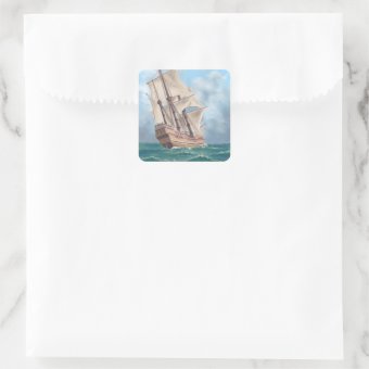 Plymouth, MassachusettsView of the Mayflower Square Sticker | Zazzle