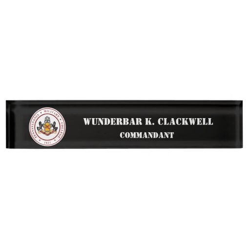 PMC DESK NAMEPLATE w/Classic PMC Seal (WHT TEXT) | Zazzle