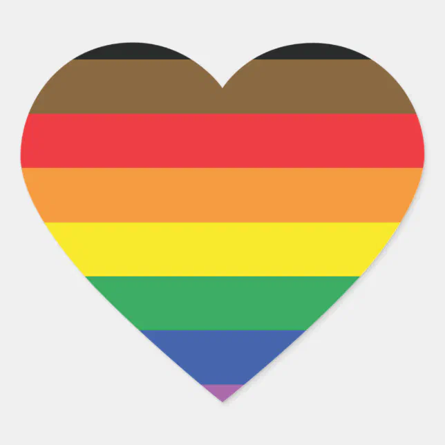 POC Inclusive Gay Pride Flag Heart Sticker | Zazzle