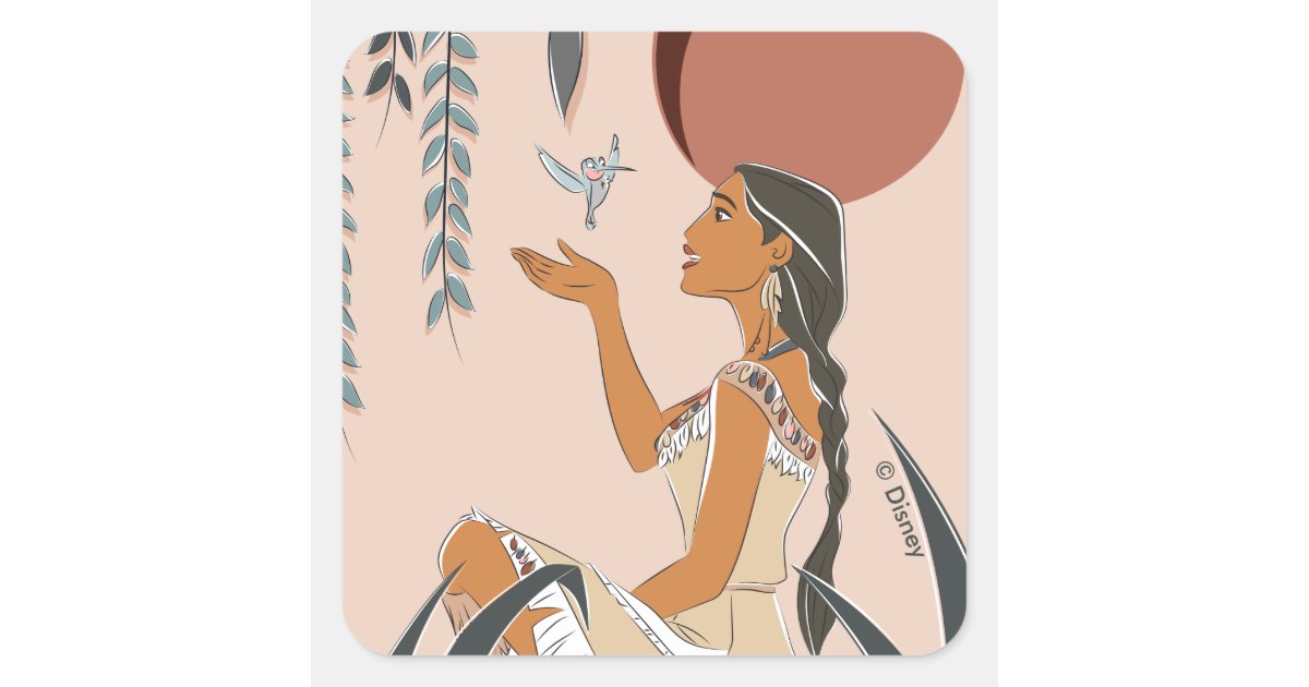 Pocahontas & Flit Captured Moment Square Sticker | Zazzle
