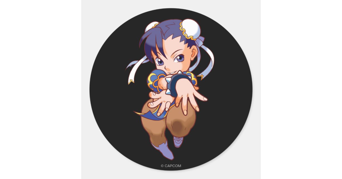 Pocket Fighter Chun-Li Classic Round Sticker | Zazzle
