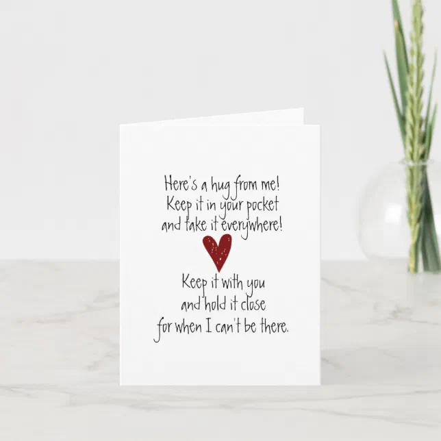 Pocket Hug Note Card | Zazzle