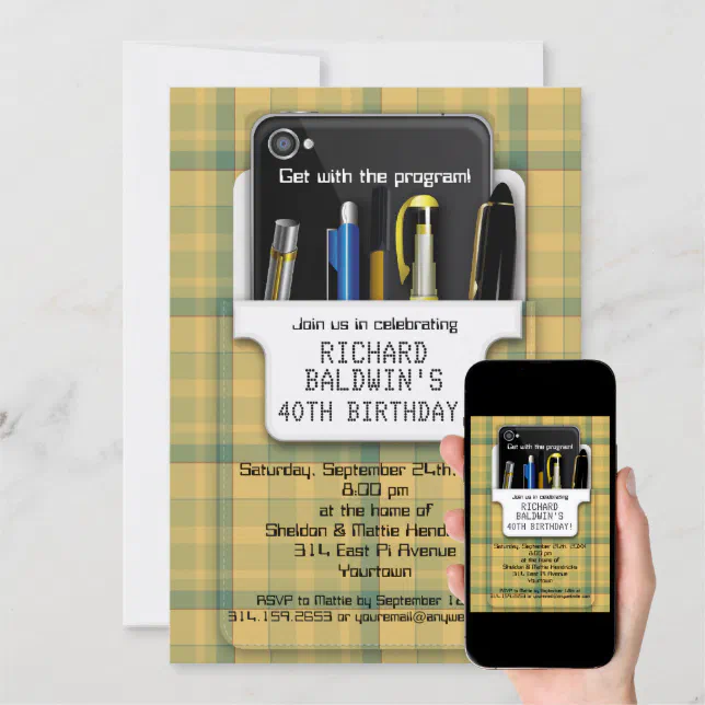 Pocket Protector Geek Birthday Invitation | Zazzle