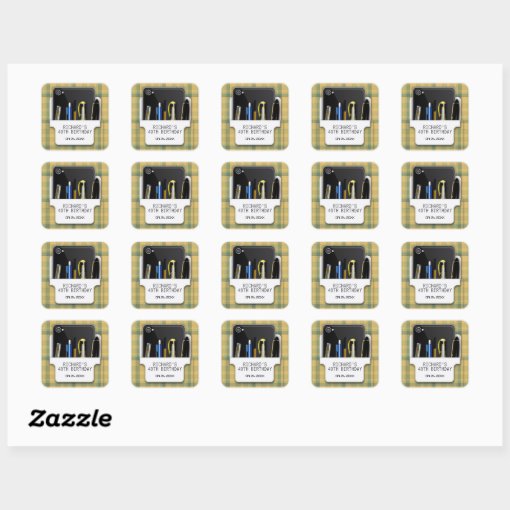 Pocket Protector Geek Party Square Sticker | Zazzle