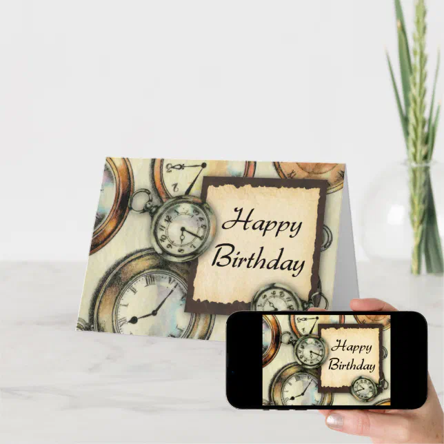 Pocket Watch Birthday Card | Zazzle